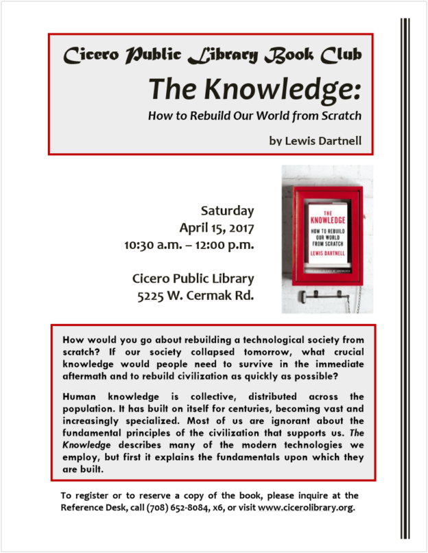 Cicero Public Library Book Club: The Knowledge - Cicero Public Library
