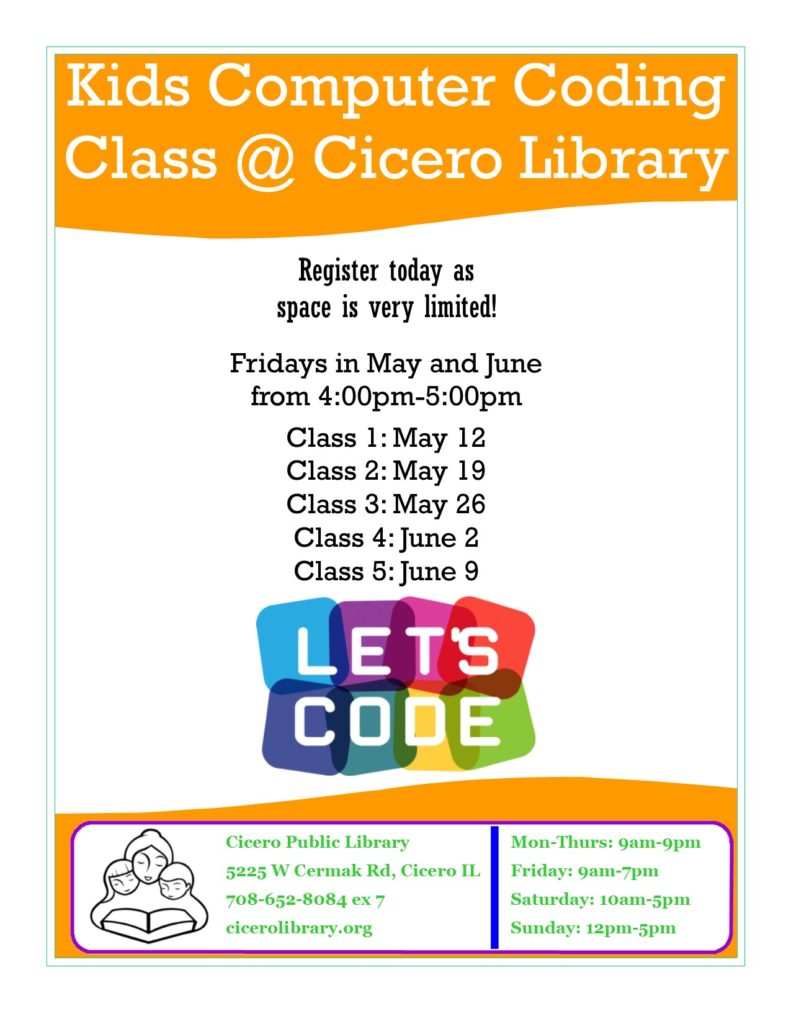 Kids Computer Coding Class - Cicero Public Library