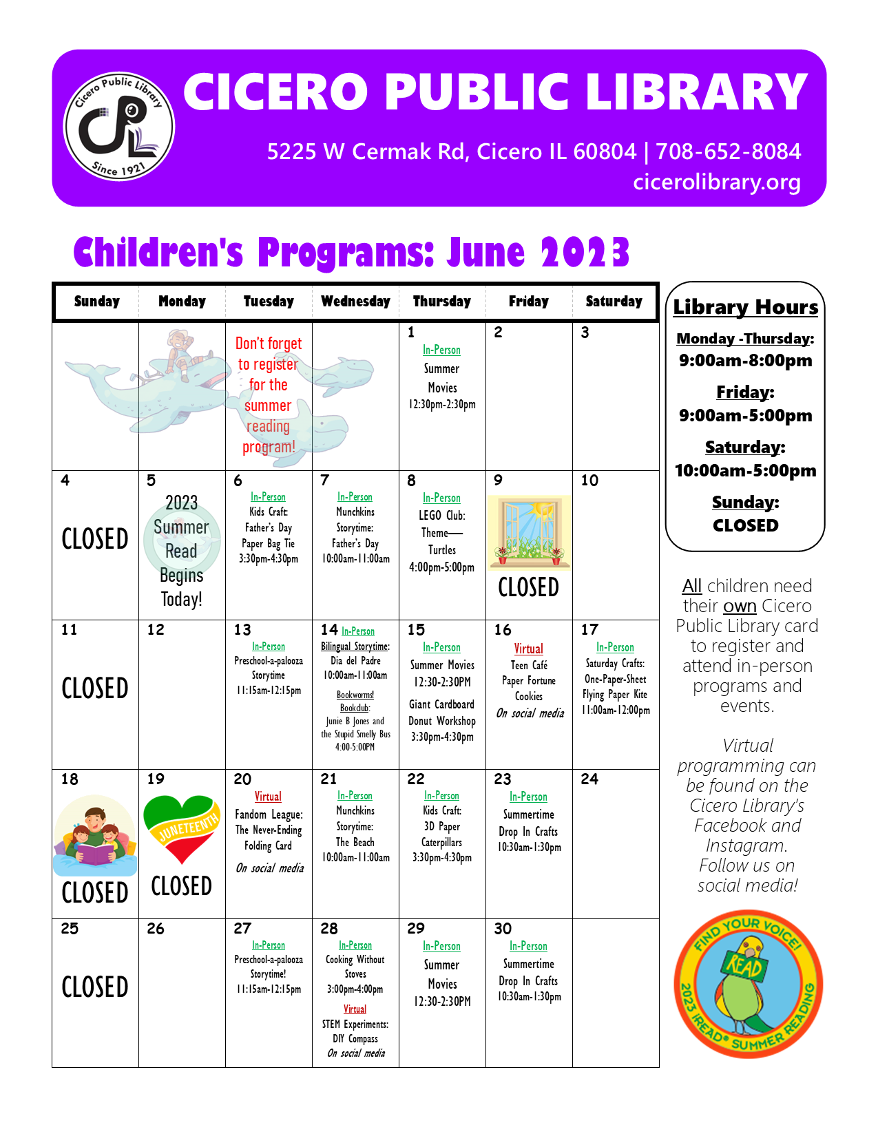 Current Children's Programs - Cicero Public Library