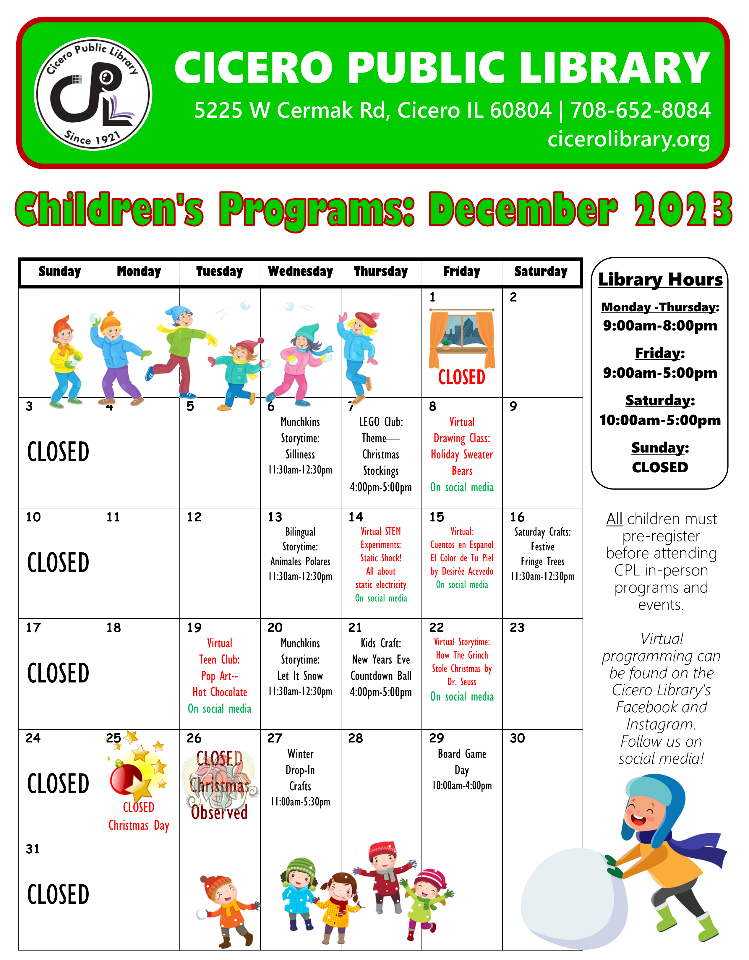 Current Children's Programs - Cicero Public Library